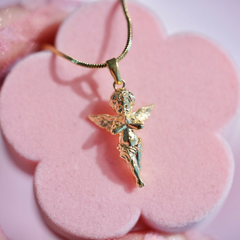 Angel Necklace Baby Angel Necklace Cherub Necklace 18K - Etsy