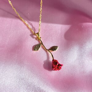 The Beauty Rose Necklace- Red Rose Necklace -gold Plated -princess ...
