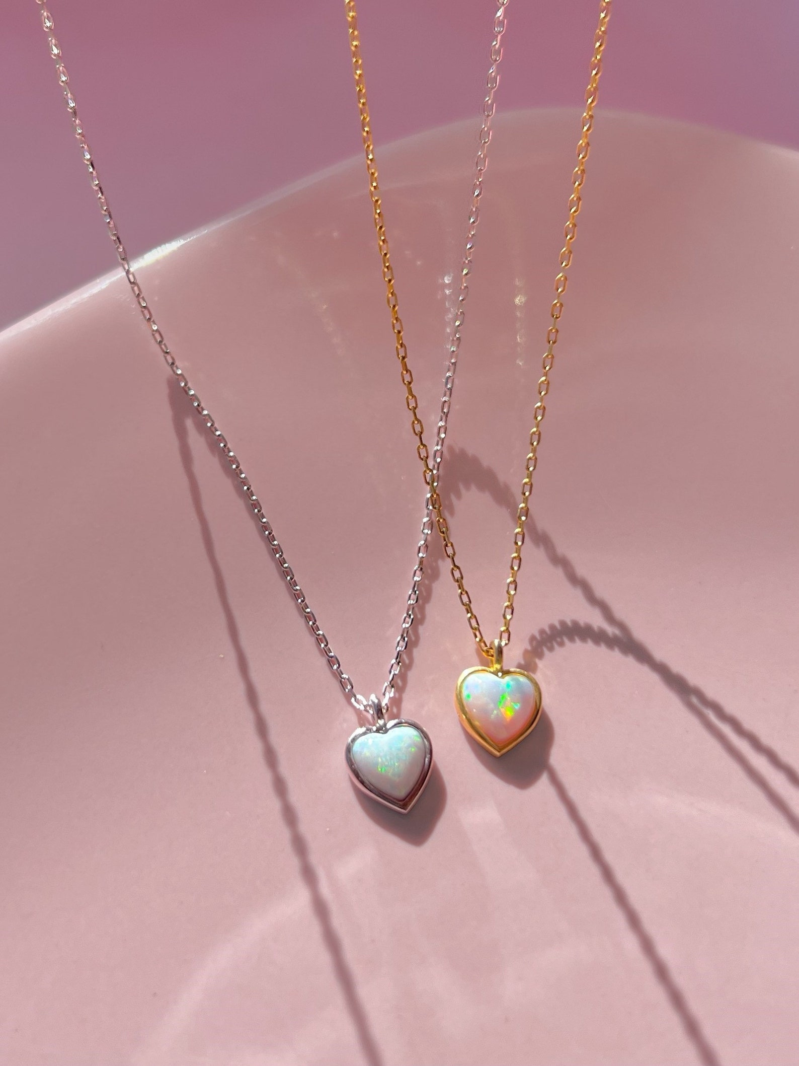 925K Sterling Silver-minimal Opal Heart Necklace-white Opal - Etsy