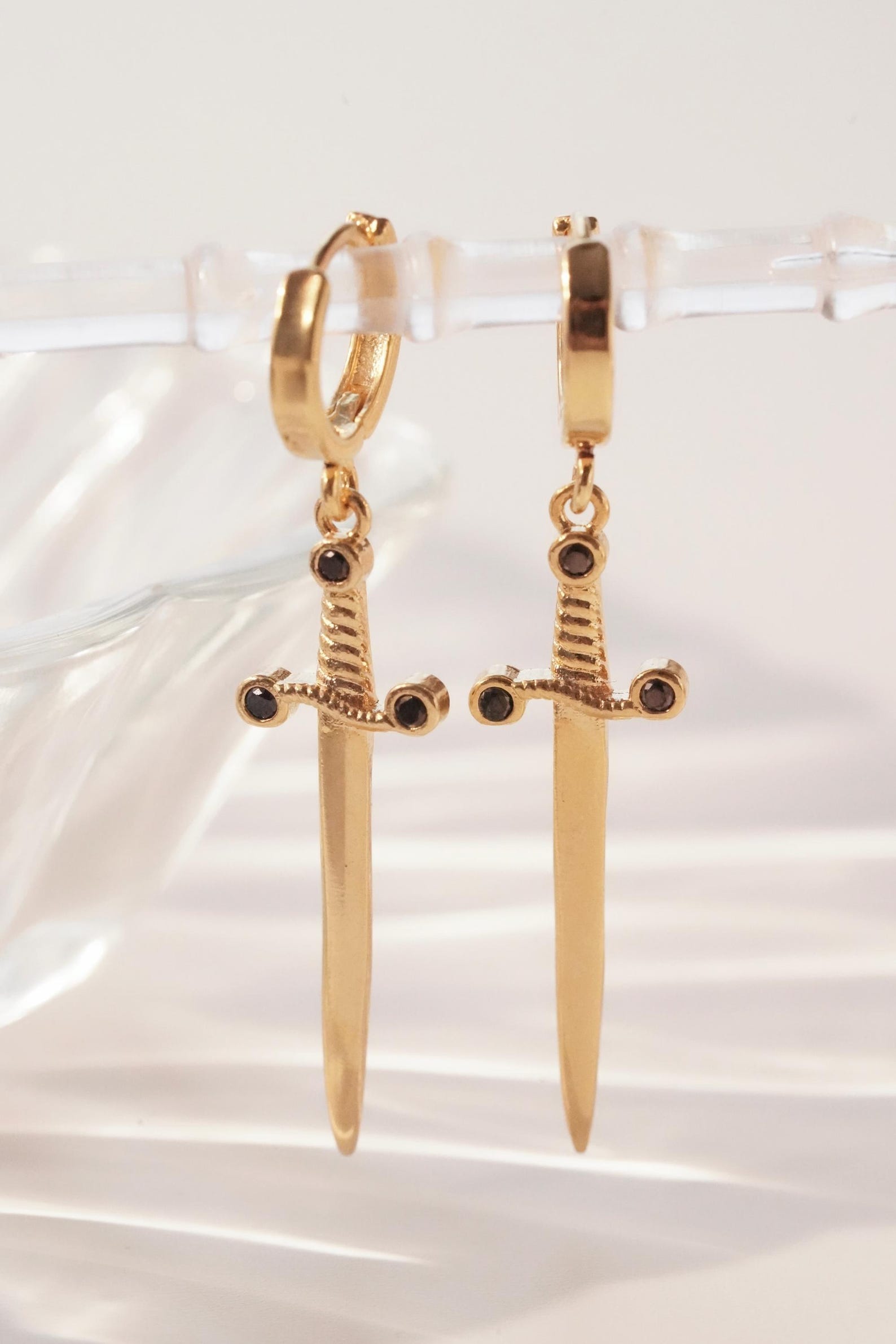 Gold Filled Sword Hoop Earrings - Gothic & Medieval Elegance Sword ...