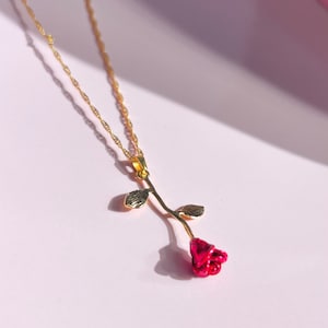 The Beauty Rose Necklace- Red Rose Necklace -gold Plated -princess ...