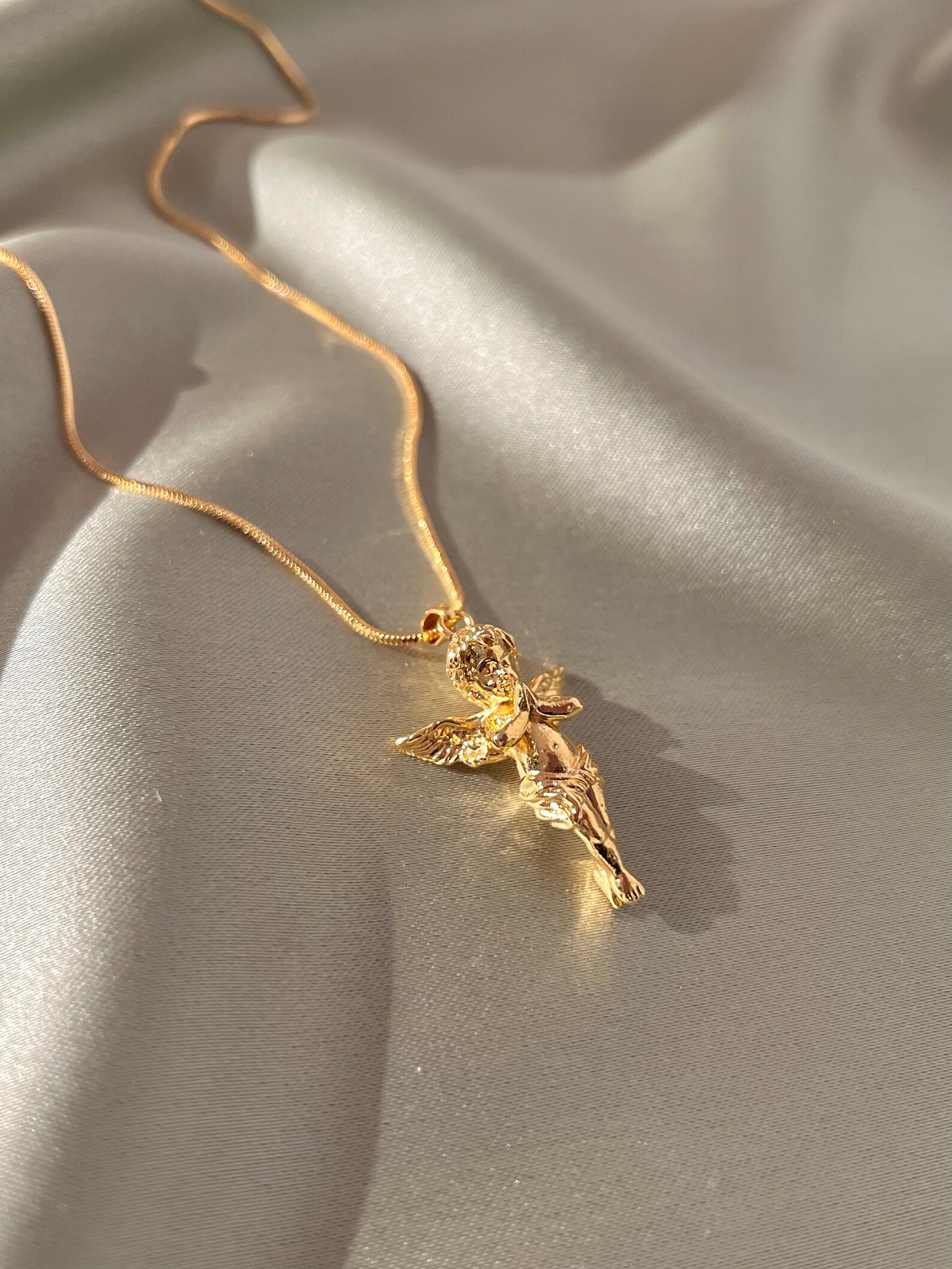 Angel Necklace Baby Angel Necklace Cherub Necklace 18K - Etsy