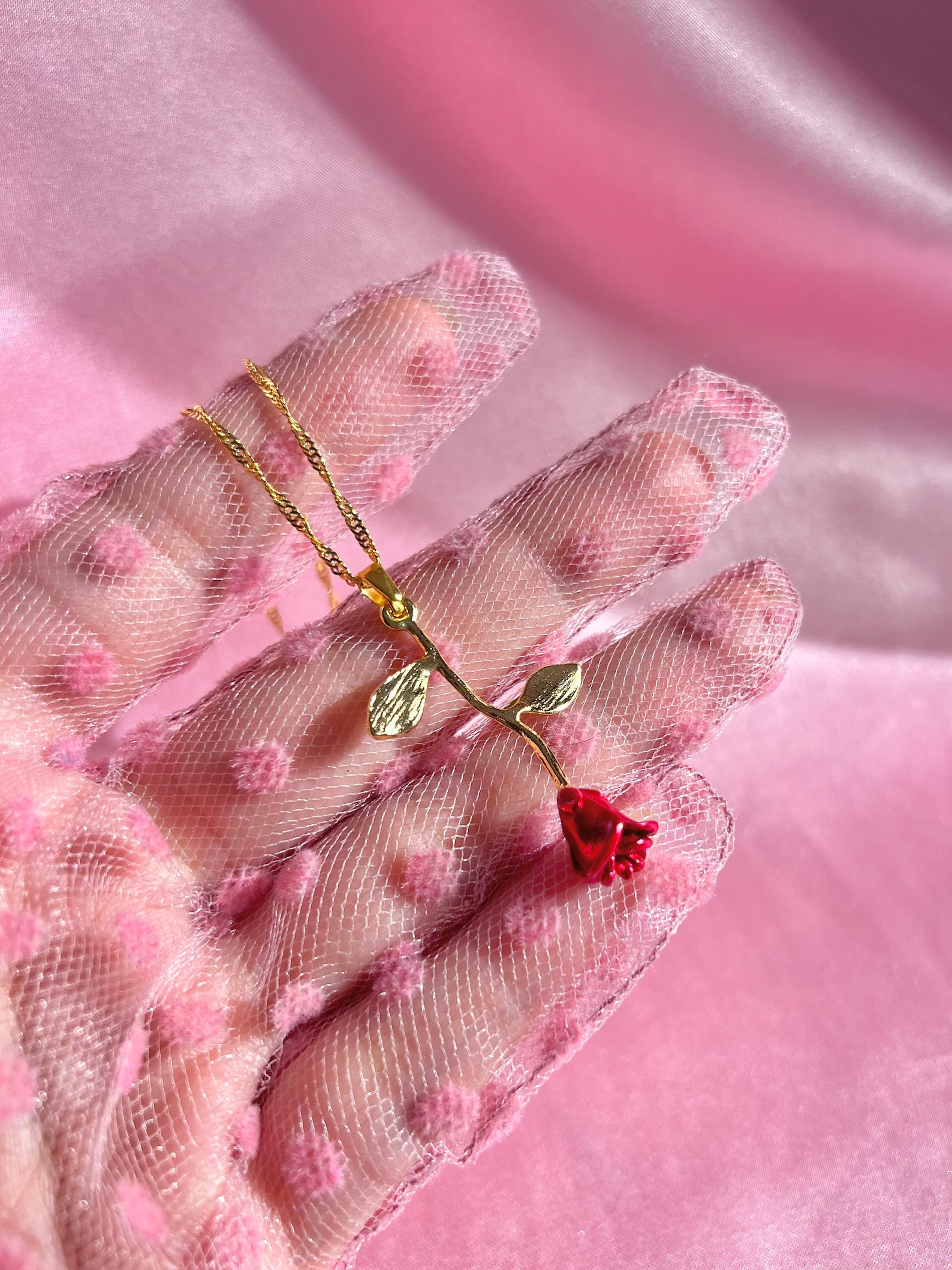 The Beauty Rose Necklace- Red Rose Necklace -gold Plated -princess ...