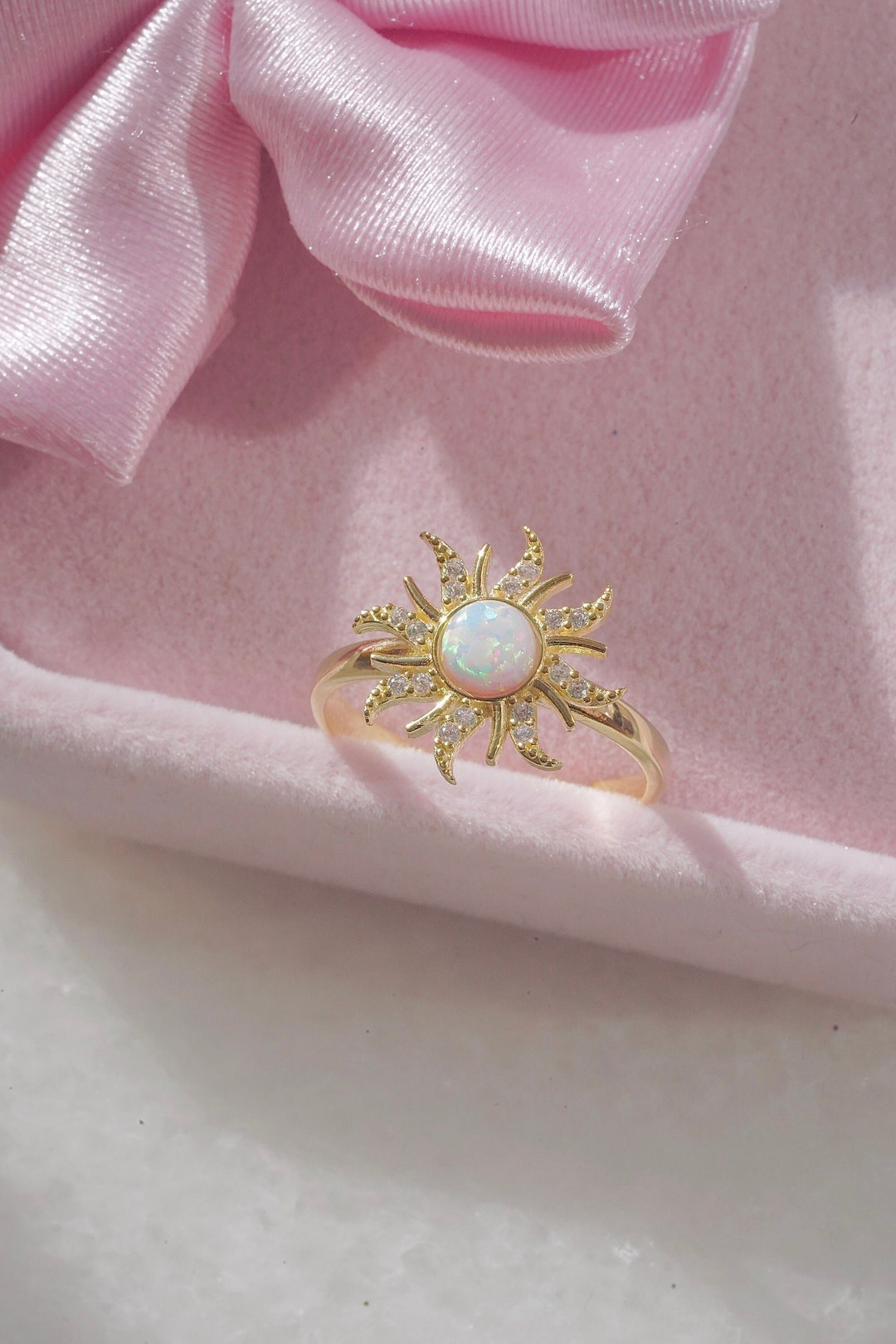 Opal Stone Sun Ring-925 Sterling Silver -princess Ring - Etsy