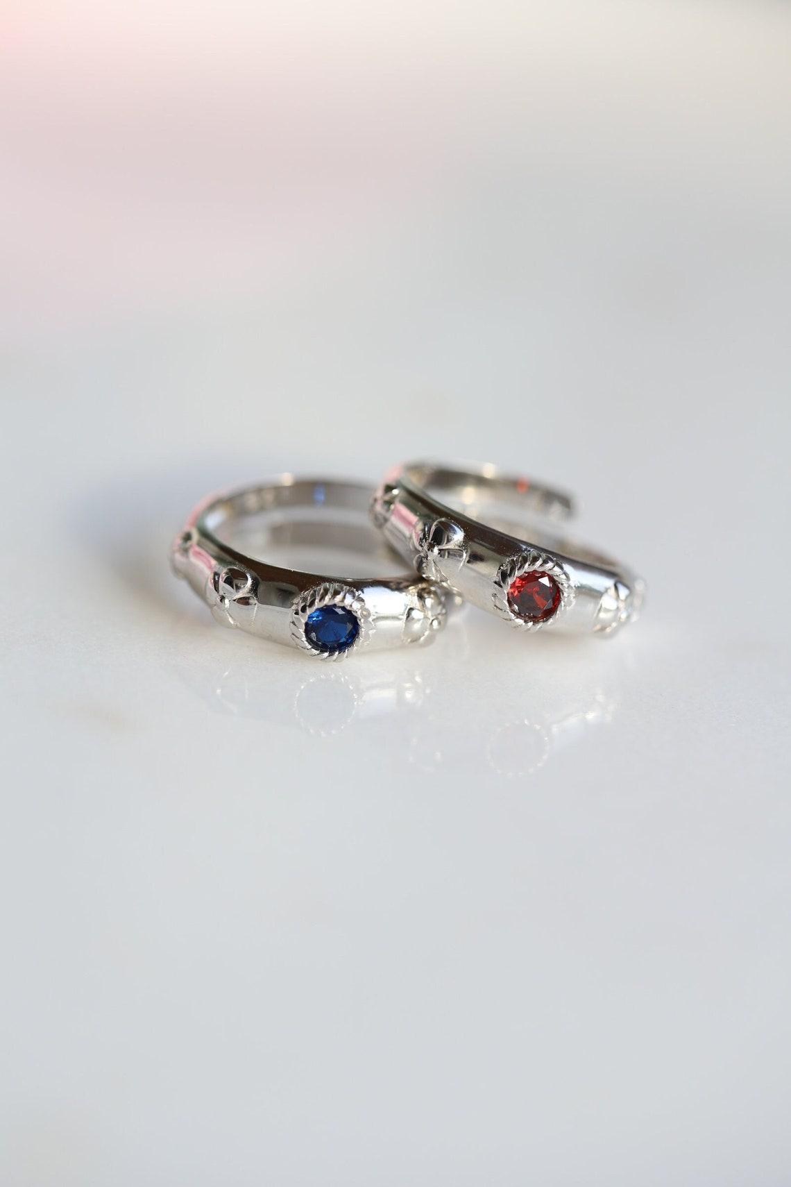 Couple Rings Set -howls Ring-hmc Inspired-anime Rings-red Gem Ring ...