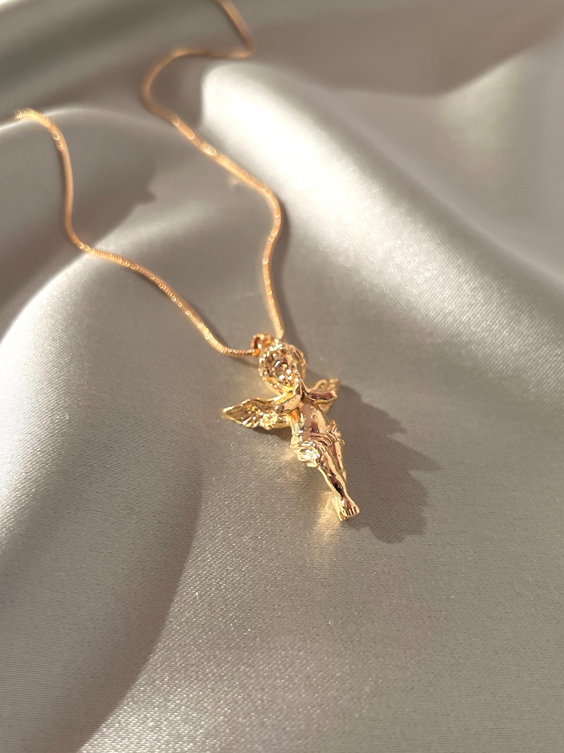 Angel Necklace Baby Angel Necklace Cherub Necklace 18K - Etsy