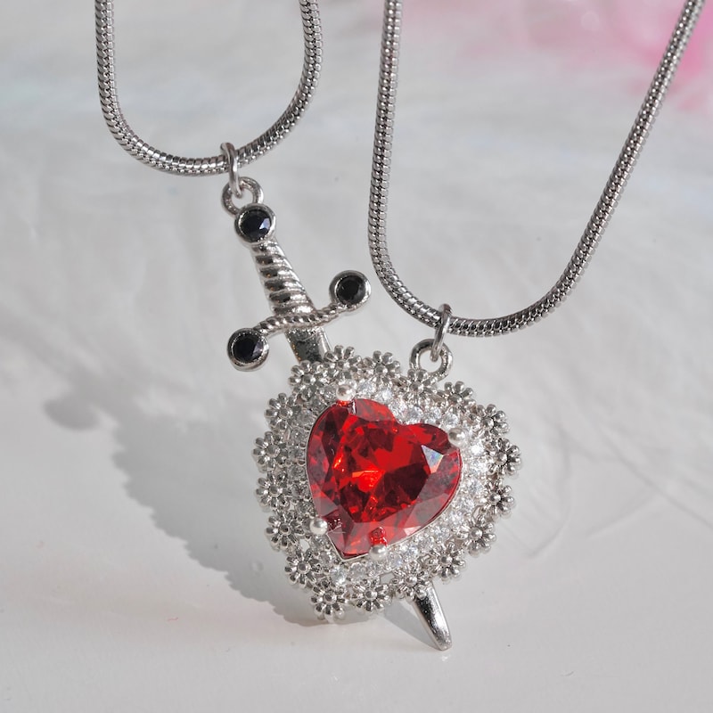 Heart and Sword Necklace - Etsy
