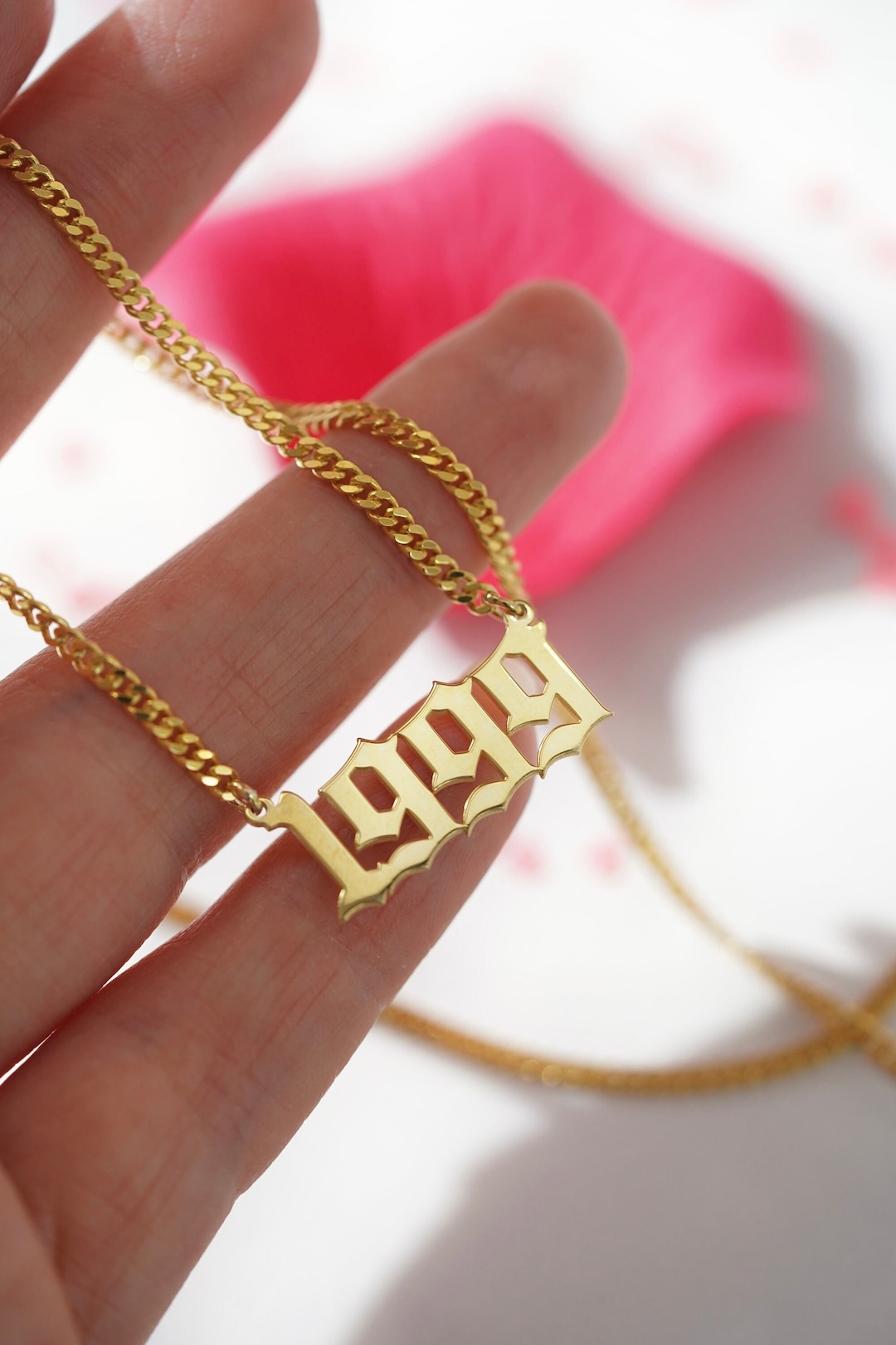 Number Necklace / Gold Number Pendant / Year Necklace / Personalized ...