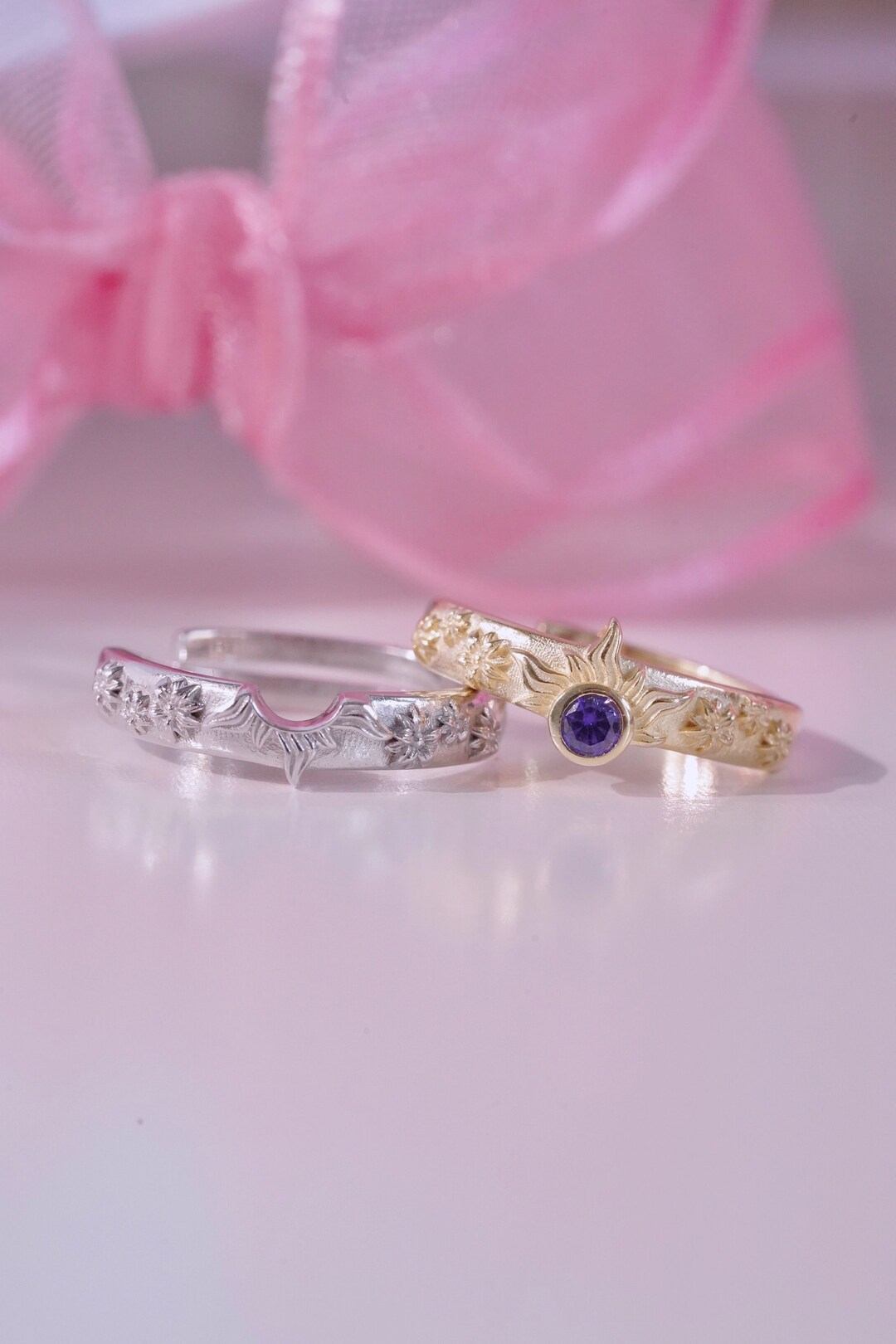 Princess Crown Couple Rings, Sun Ring, Sun Jewelry, Princess Jewelry ...