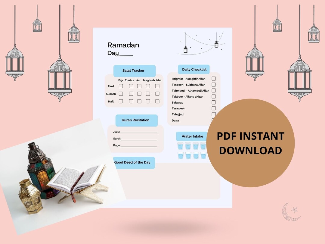 Ramadan Daily Tracker, Ramadan Planner, Ramadan Checklist, PDF Digital ...