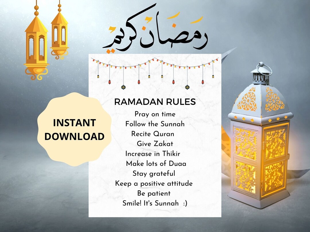Ramadan Rules, Ramadan Rules Printable, Ramadan Decoration, Ramadan ...
