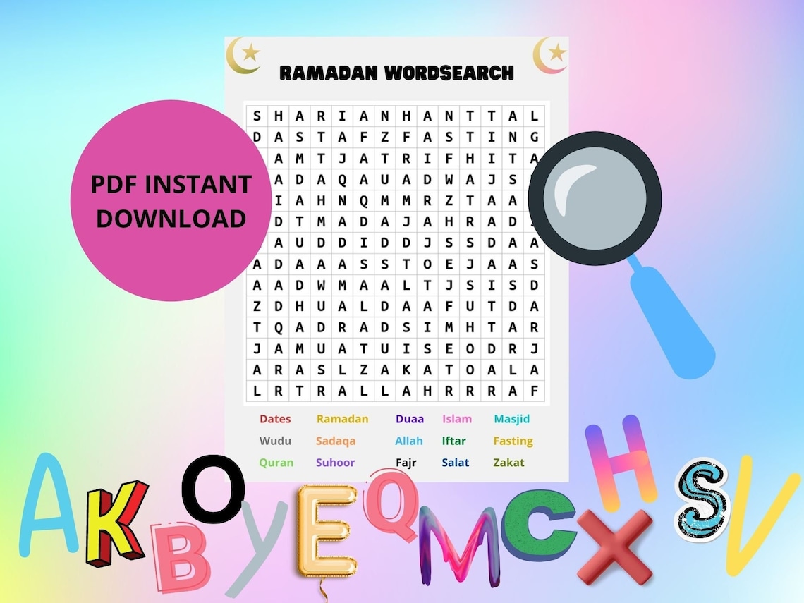 Ramadan Word Search, Printable Ramadan Word Search, Ramadan Activity ...