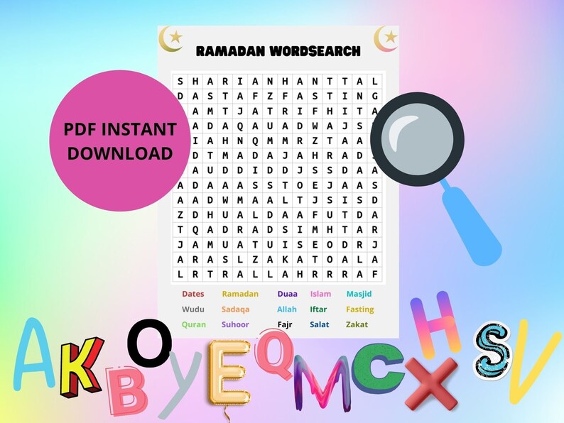 Ramadan Word Search, Printable Ramadan Word Search, Ramadan Activity ...