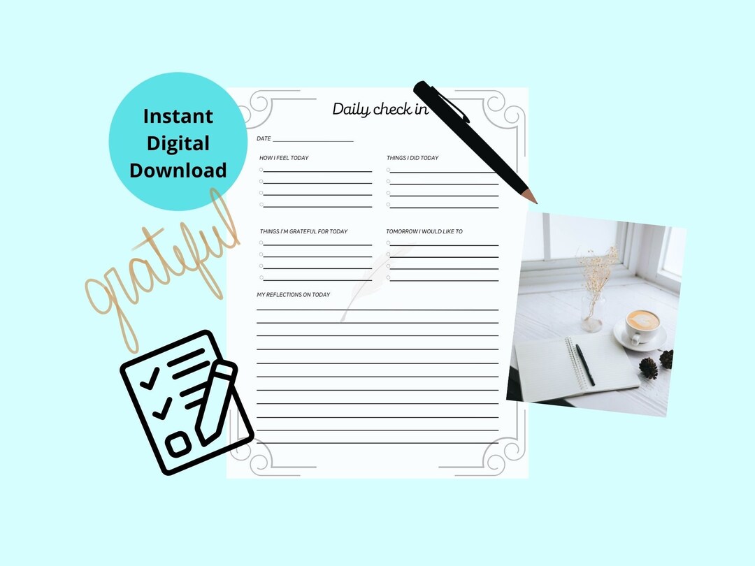 Daily Check in Journal, Digital Check in Journal, Printable Check in ...