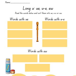 Practice With Long U Vowel Worksheet - Etsy