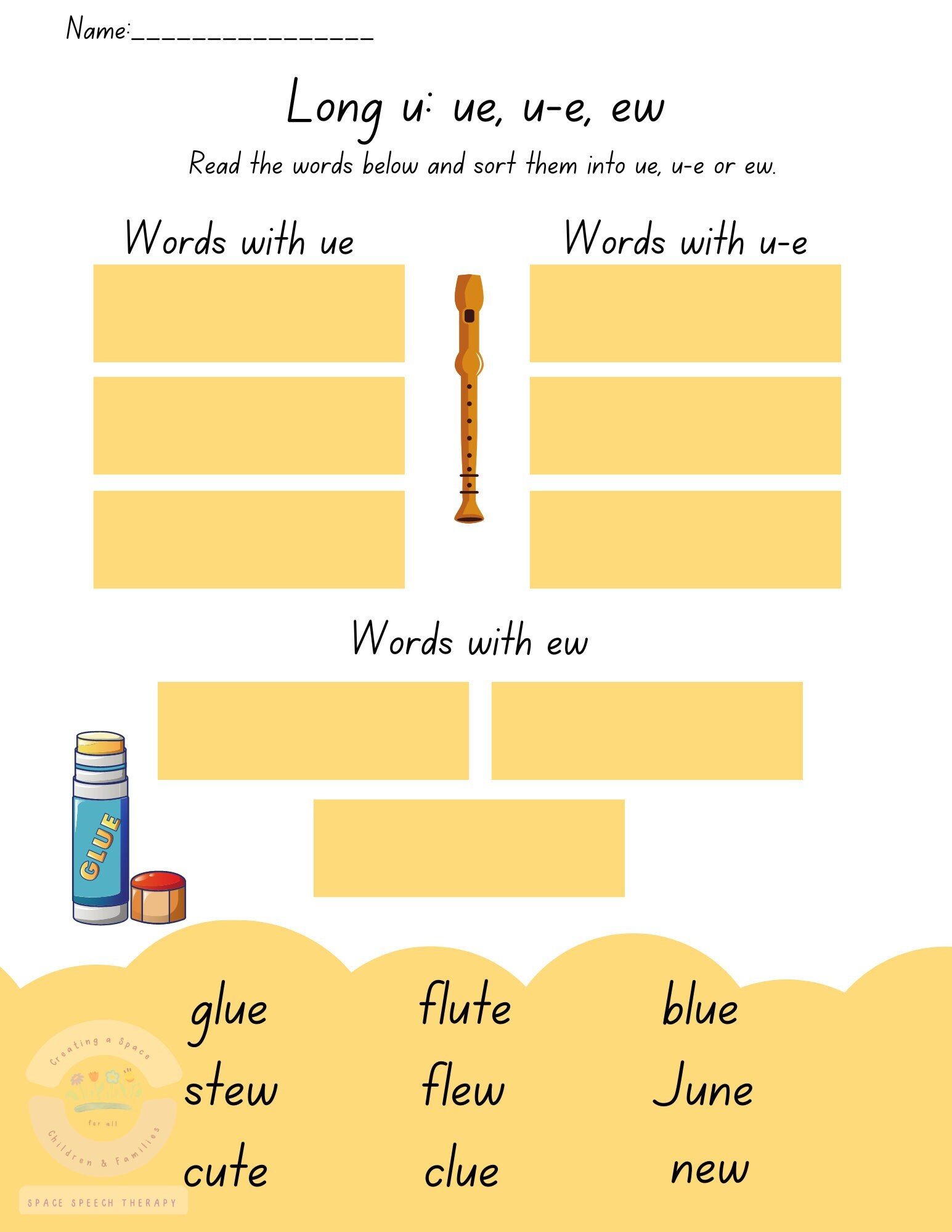 Practice With Long U Vowel Worksheet - Etsy