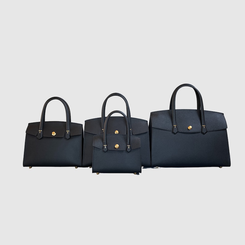 Designer Black Hand Sewn, Stuctured Leather 30 Shoulder Bag, Top Handle ...