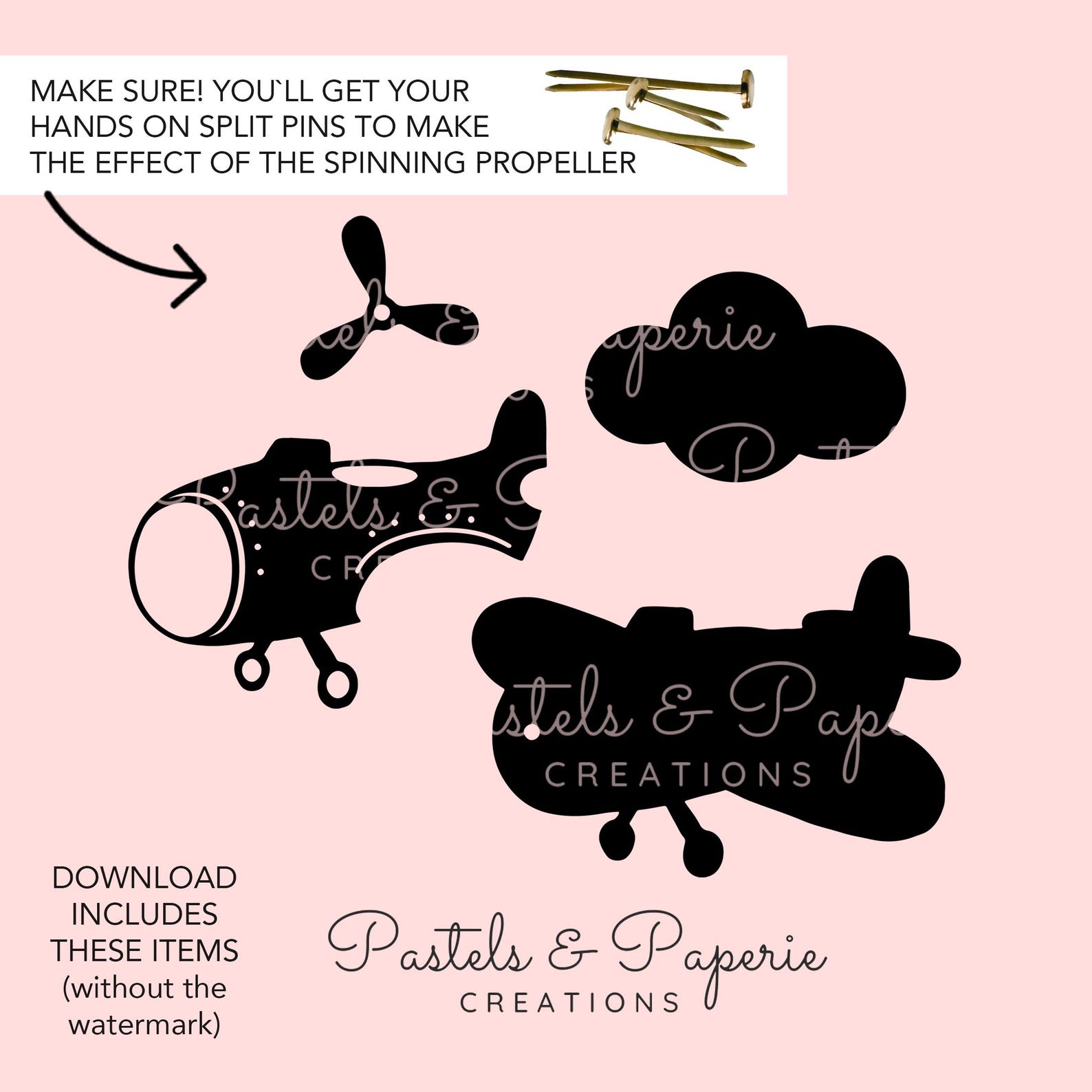 Airplane Vintage Aviator Clouds Svg, Png, Pdf, Caketopper Boys Birthday ...