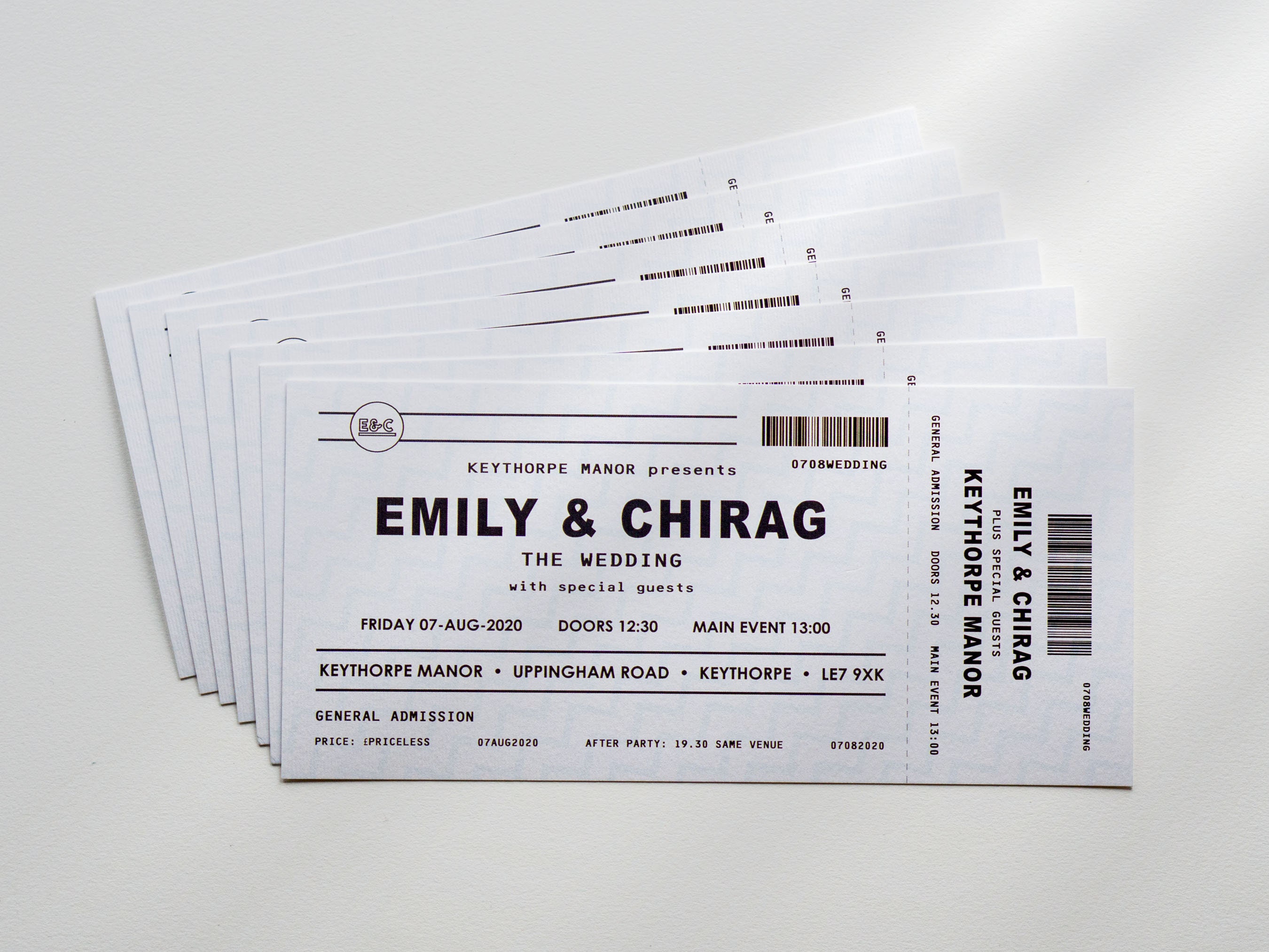 Music Gig Ticket Wedding Invitation DL Size 99 X 210 Mm With Envelopes ...