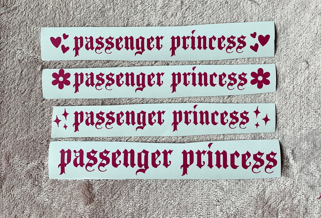 PASSENGER PRINCESS Decal Bumper Sticker, Stars, Flowers, Hearts ...