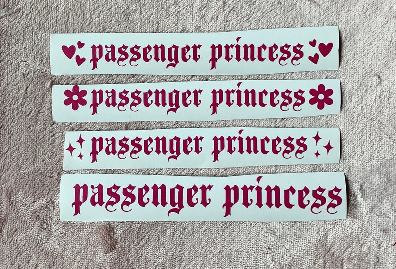 PASSENGER PRINCESS Decal Bumper Sticker, Stars, Flowers, Hearts ...