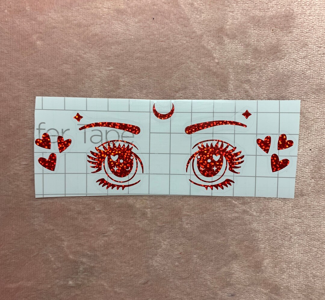 Crybaby Pretty Girl Anime Eyes Decal, Stars, Hears, Eyebrows, Brows ...