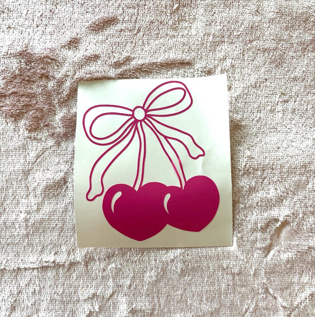Cherry Hearts Bow Coquette Decal Car Bumper Sticker, Window, Girly ...