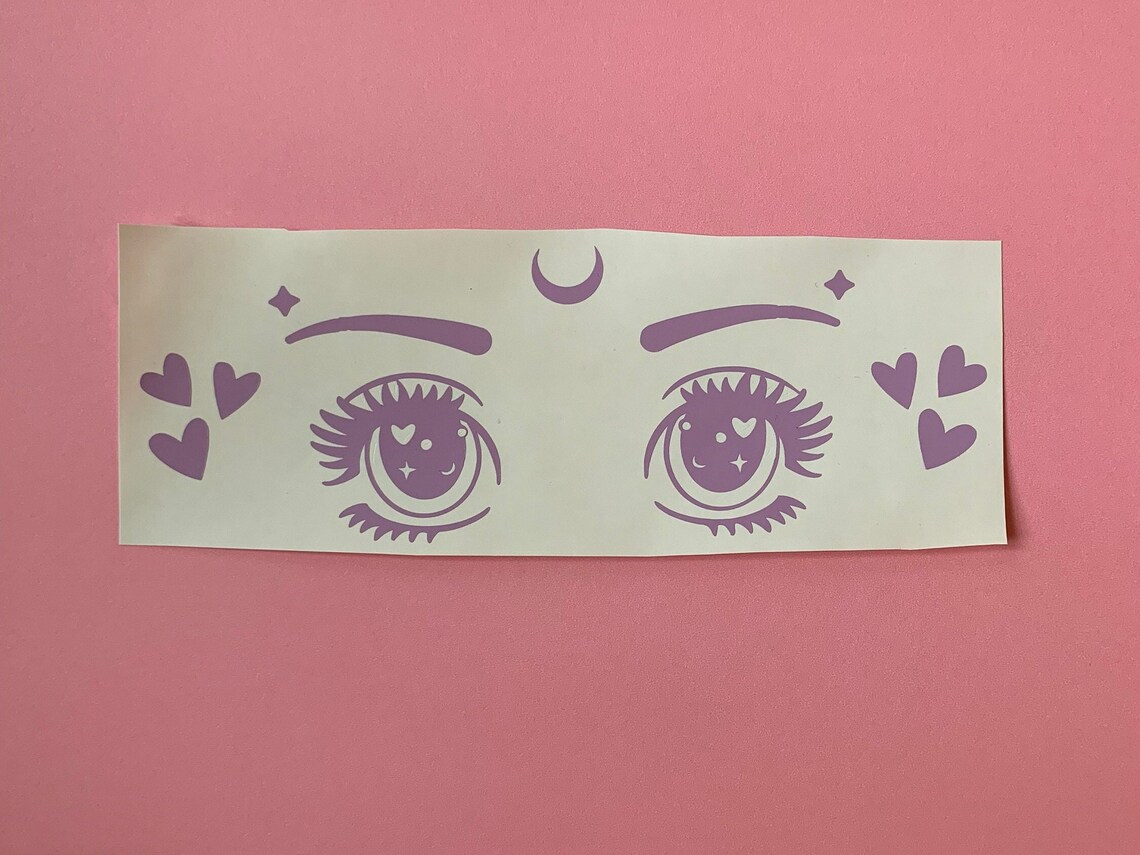 Crybaby Pretty Girl Anime Eyes Decal, Stars, Hears, Eyebrows, Brows ...