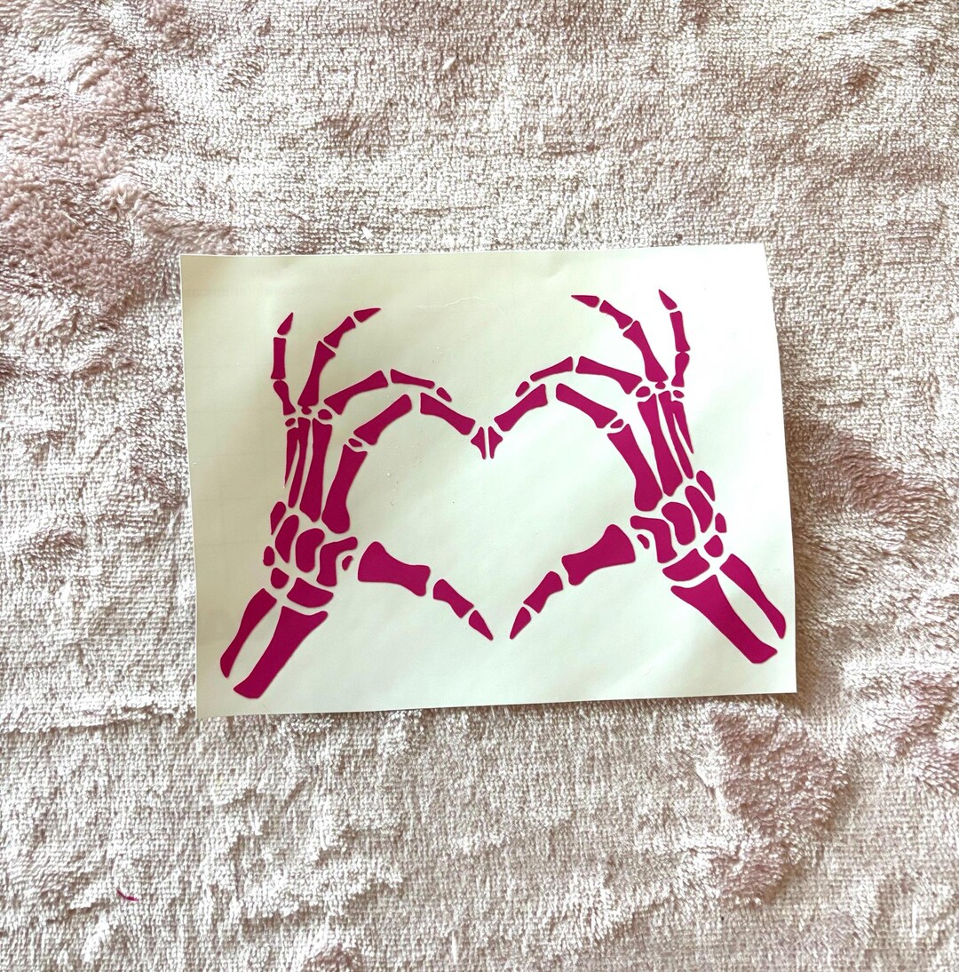 Heart Skeleton Hand Decal Bumper Sticker, Spooky Vibes, Cute, Girly ...