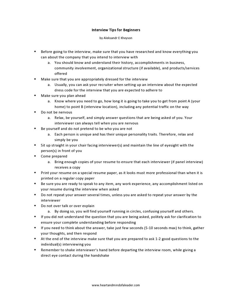 Interview Tips for Beginners - Etsy