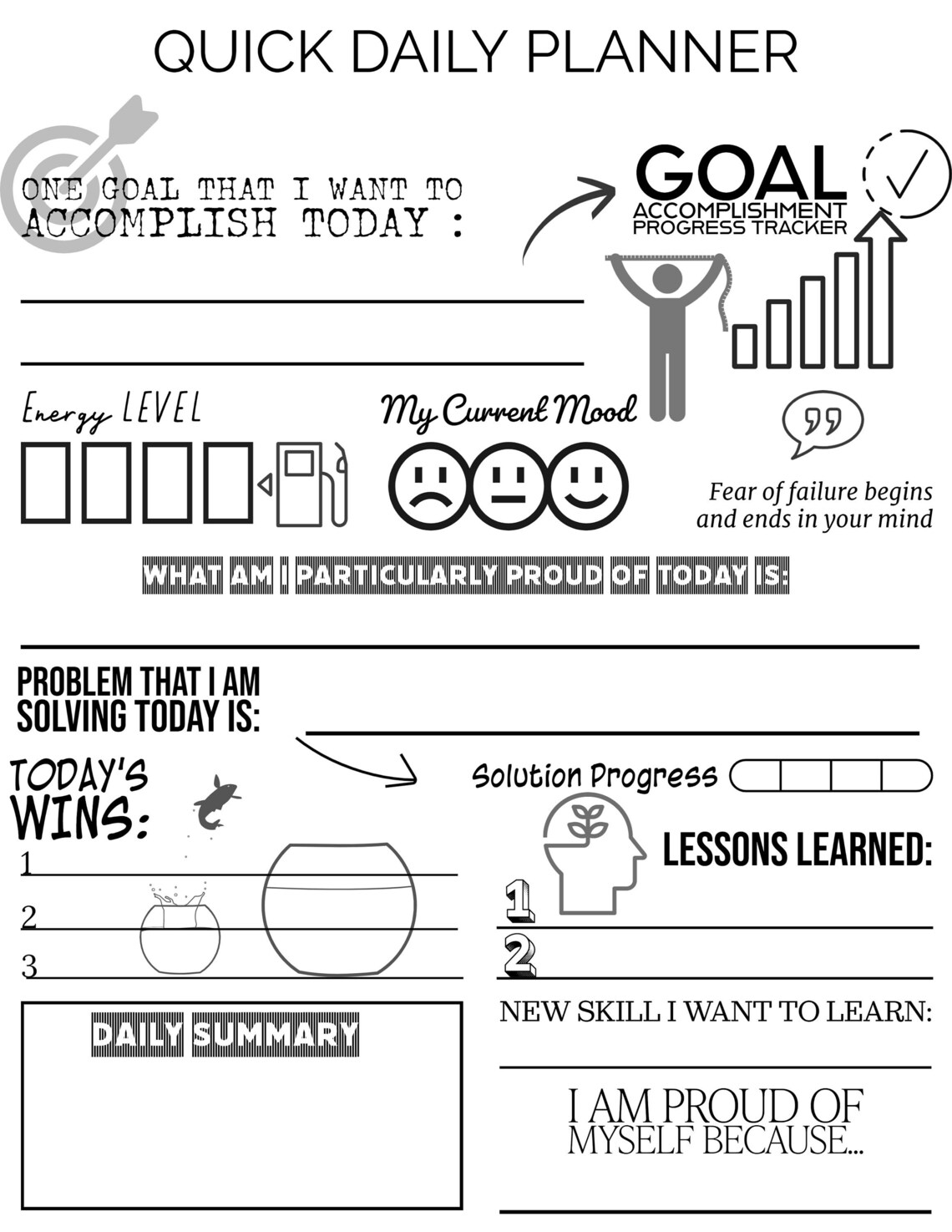 Quick Interactive Daily Planner - Etsy