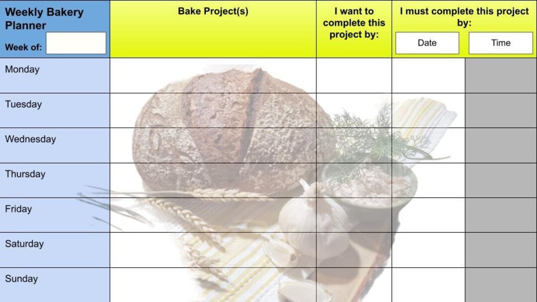 Weekly & Daily Bakery Projects Planner - Etsy