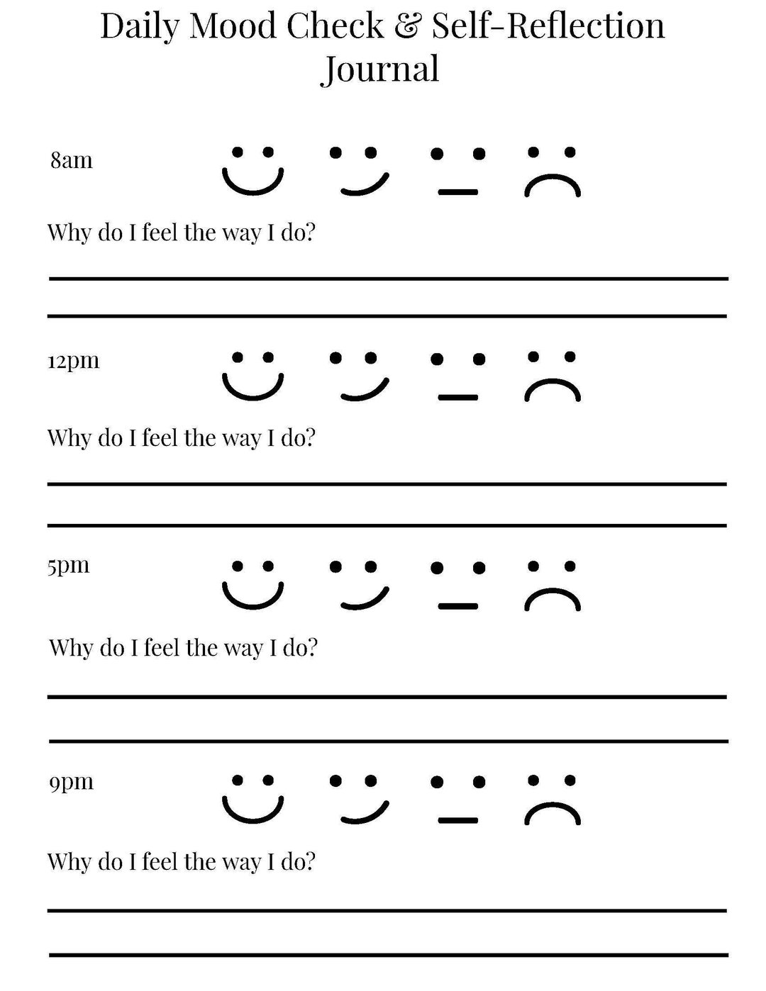 Daily Mood Check & Self-reflection Journal - Etsy