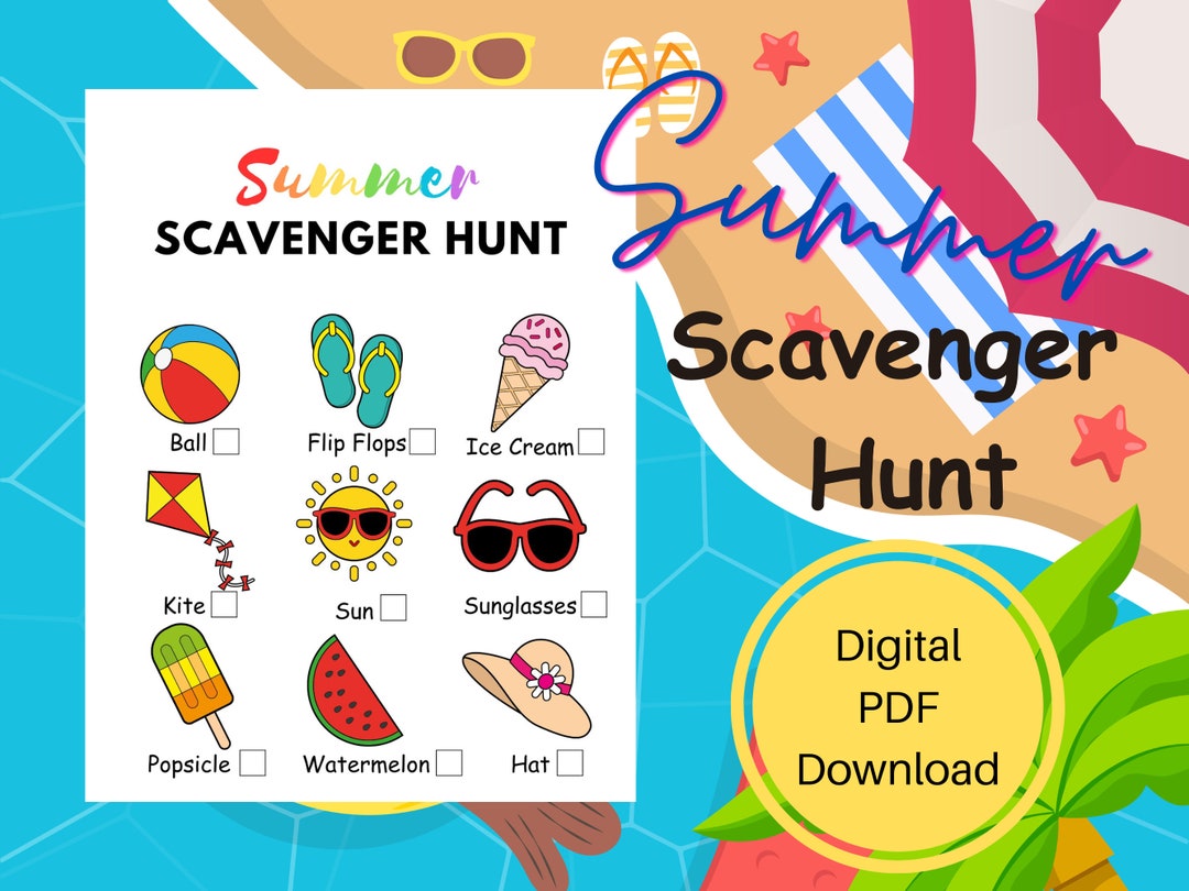 Kids Summer Scavenger Hunt Fun Printable Downloadable - Etsy