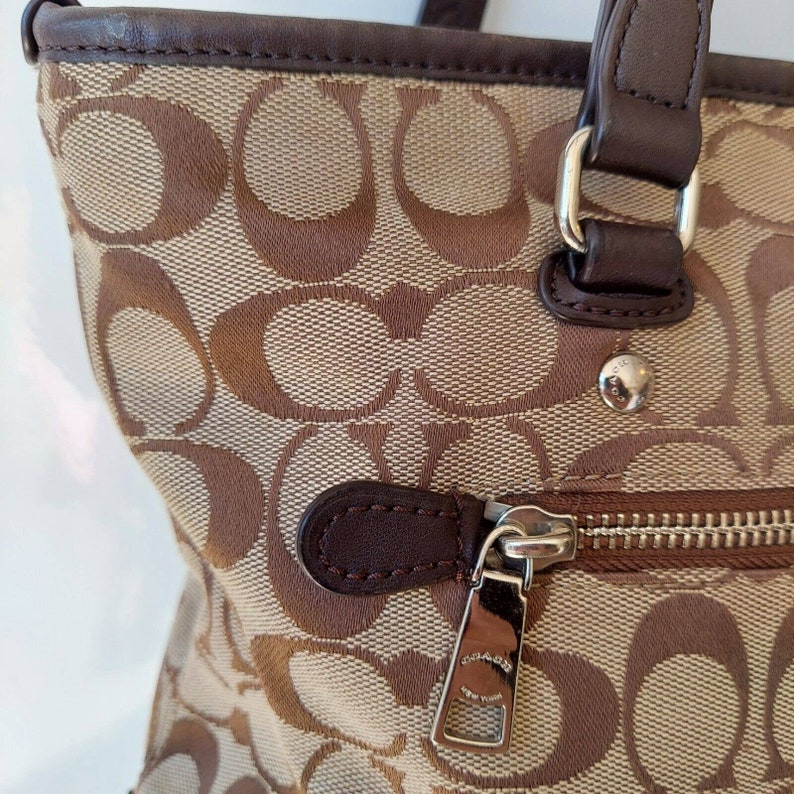 COACH Signature Zip City Women's Tote Bag Brown/khaki F36185 - Etsy