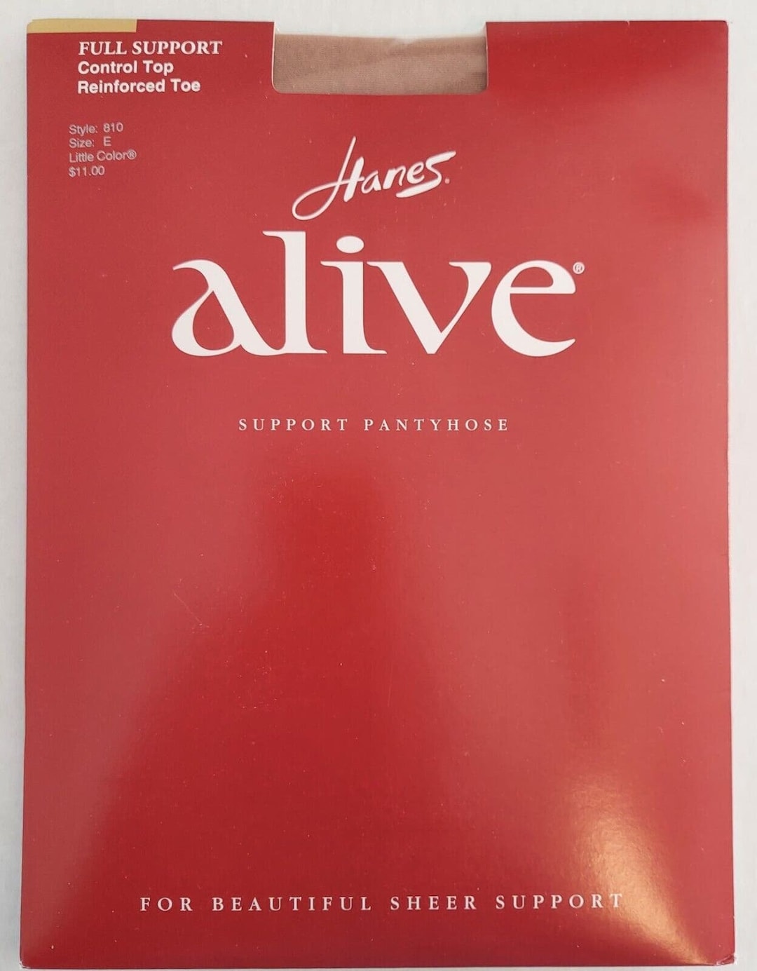 Hanes Alive Pantyhose Full Support Control Top Reinforced Toe Size E ...
