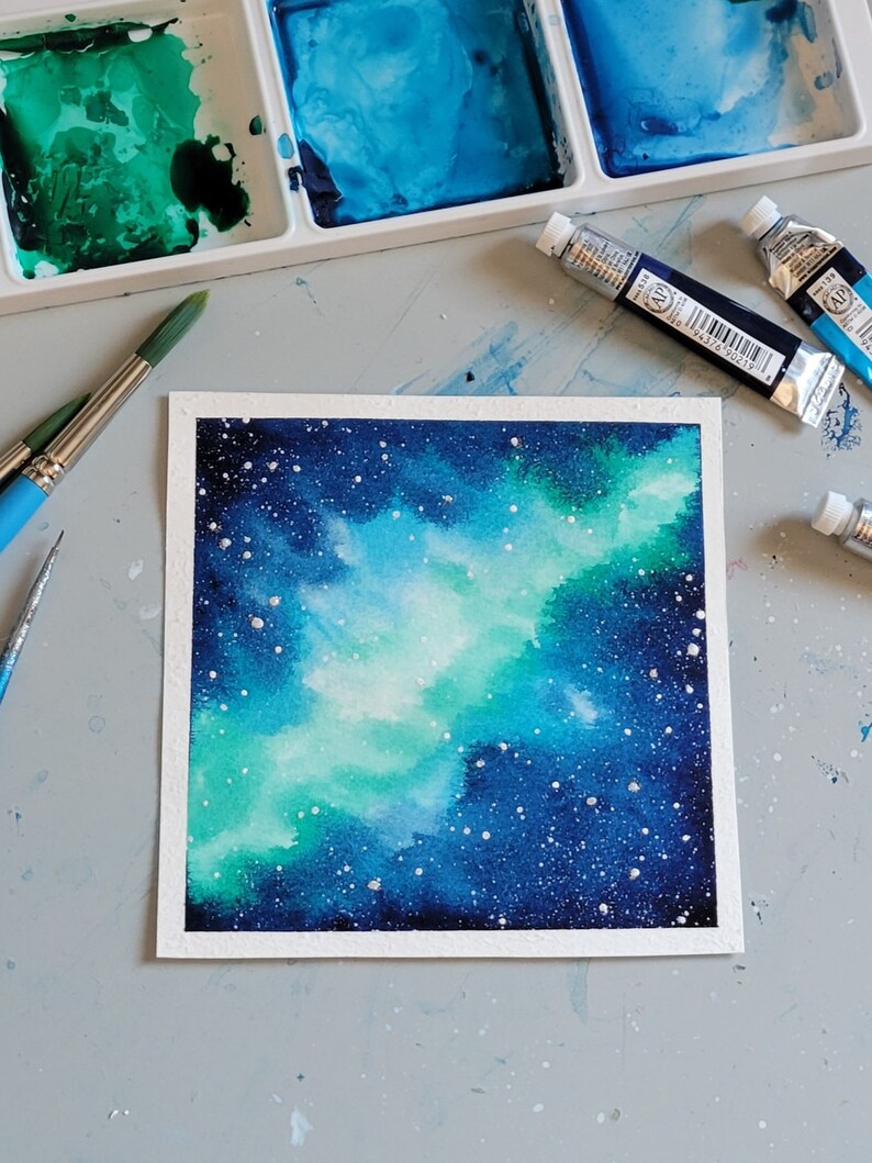 55 Mini Nebula Painting Celestial Painting Galaxy Painting Starry Space ...