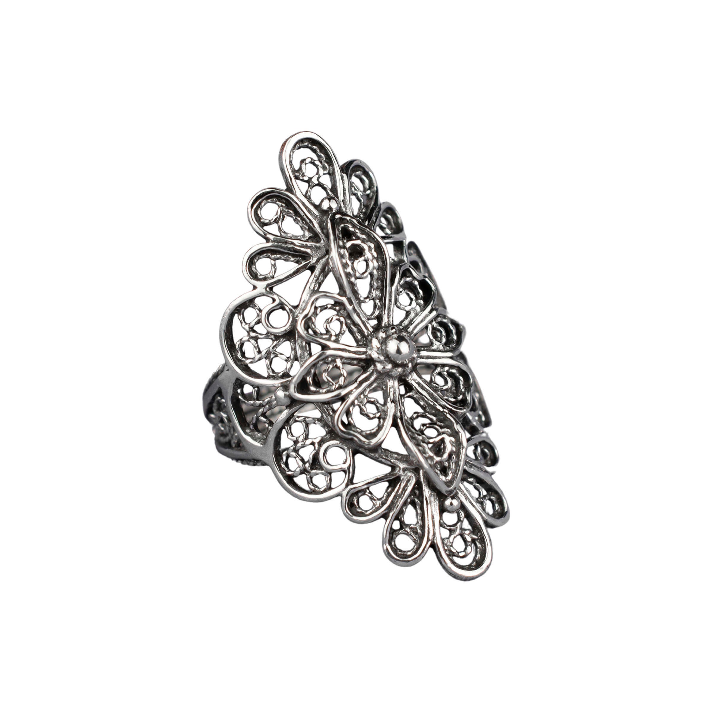 925 Sterling Silver Filigree Art Lace Design Women Statement Ring - Etsy