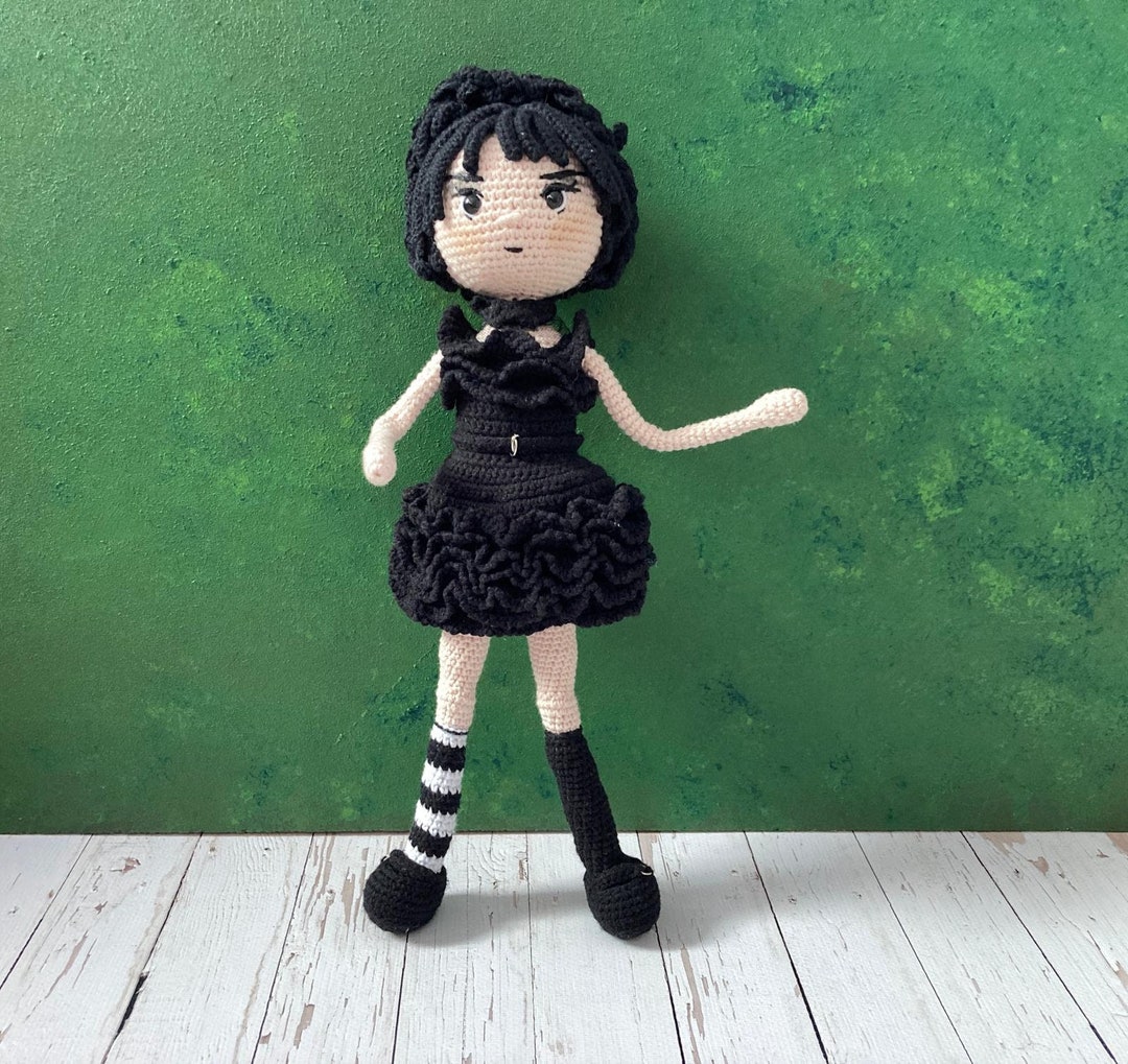 Wednesday Addams Crochet Doll, the Addams Family Toy, Knitted Gift - Etsy