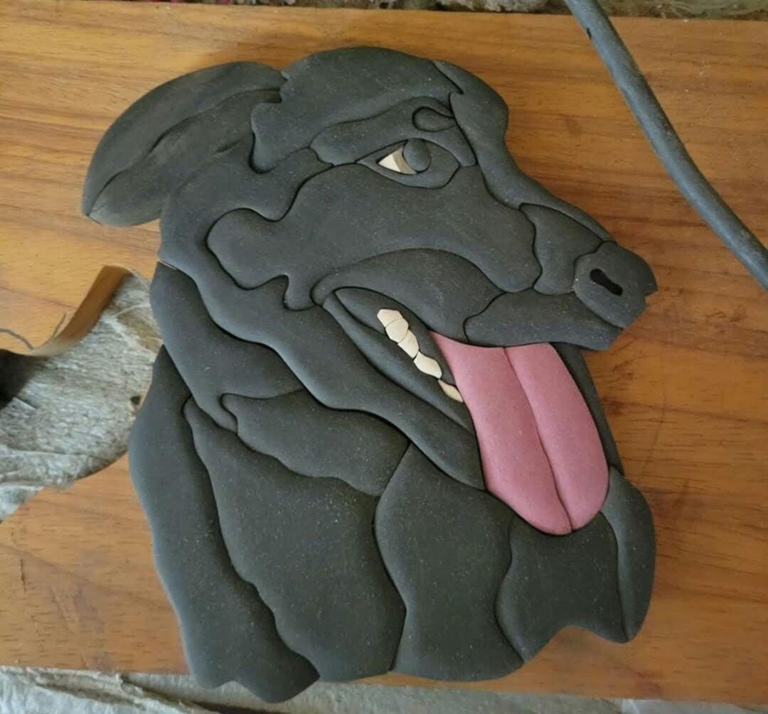 Handmade Black Lab Intarsia Wall Art: Wooden Dog Portrait - Etsy