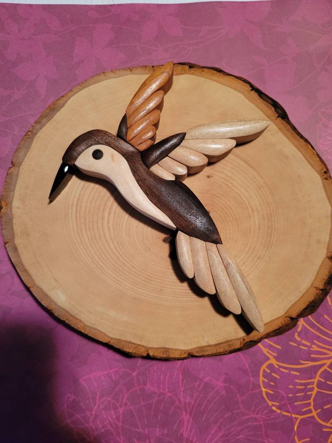 Wooden Intarsia Hummingbird - Etsy