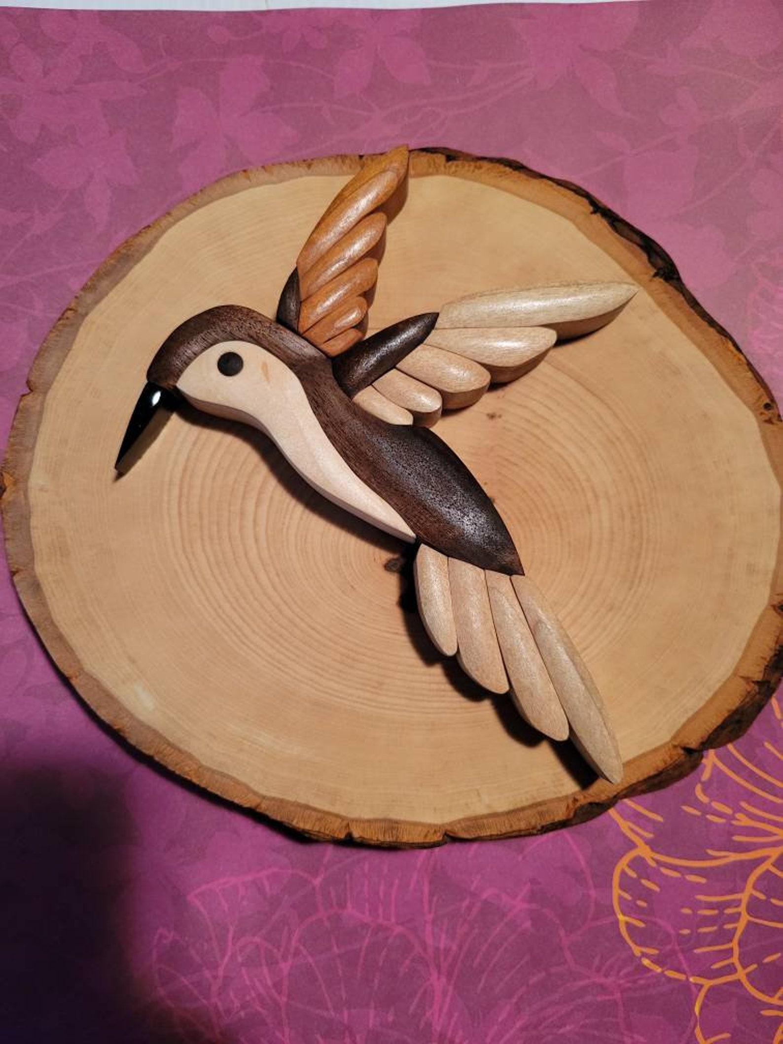 Wooden Intarsia Hummingbird - Etsy