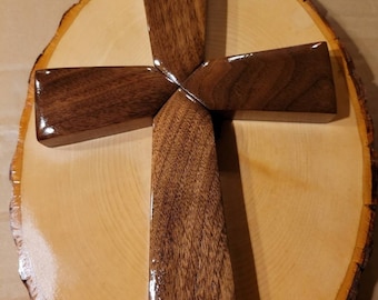 Rose Cross , Wooden Cross, Intarsia Cross, Intarsia Wooden Art, Wooden ...