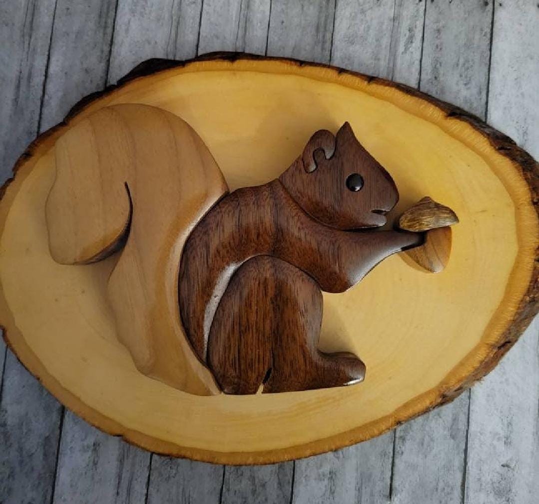 Wood Intarsia Squirrel - Etsy