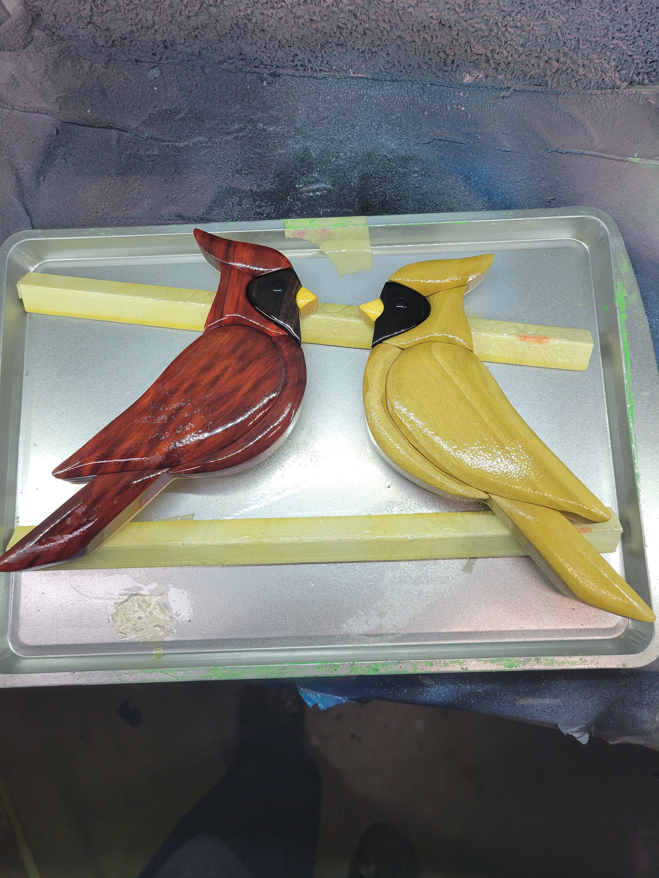 Male and Female Cardinal Pair, Wooden Intarsia, Home Decor, Mother's ...