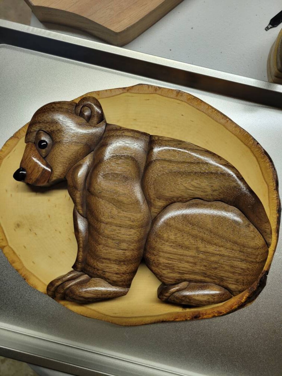 Wooden Intarsia Bear Cub, Bear, Wood Slice - Etsy