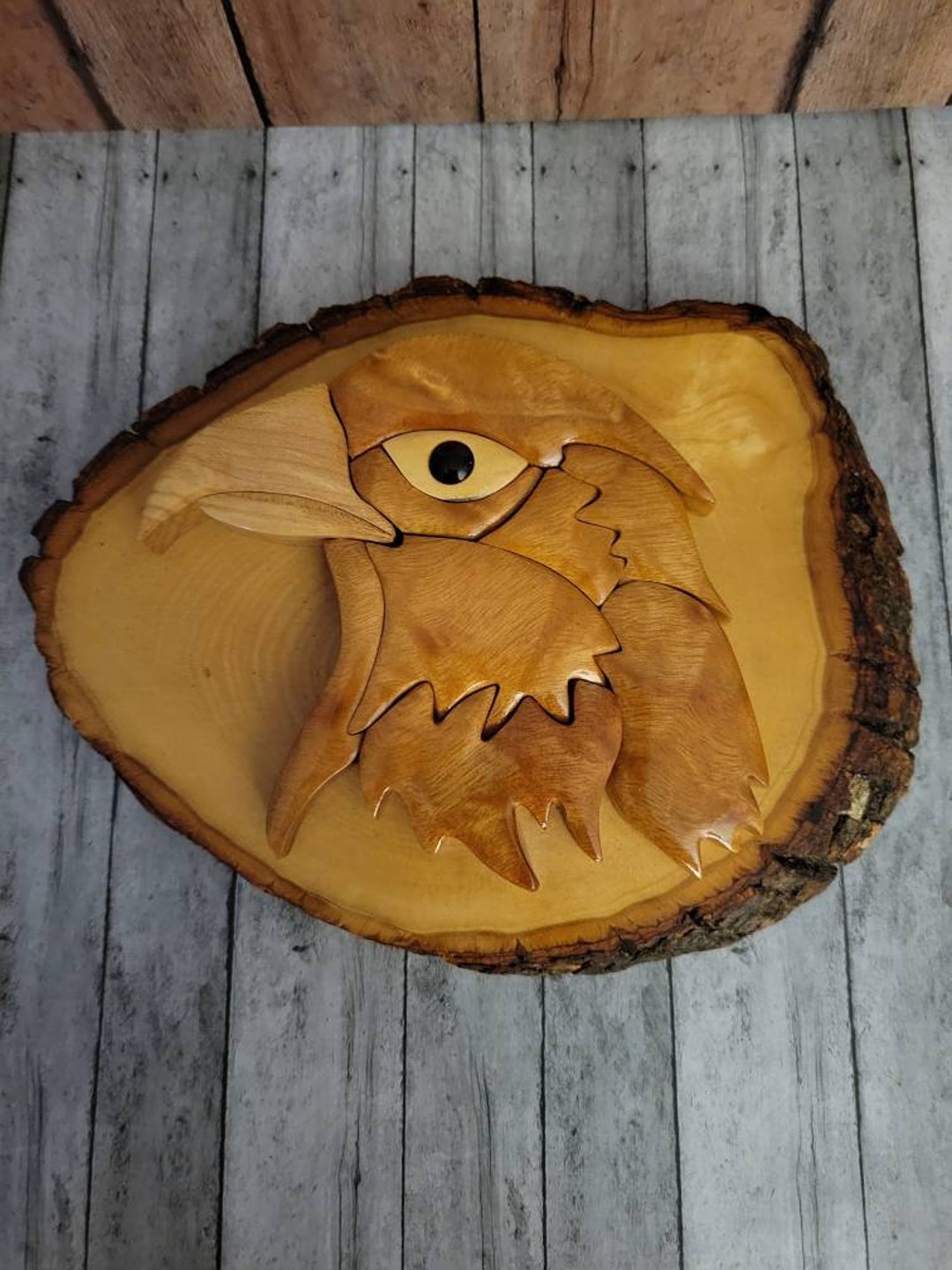 Wood Intarsia Hawk - Etsy