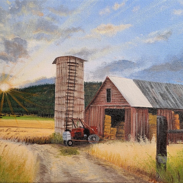 Red Tractor Painting - Etsy