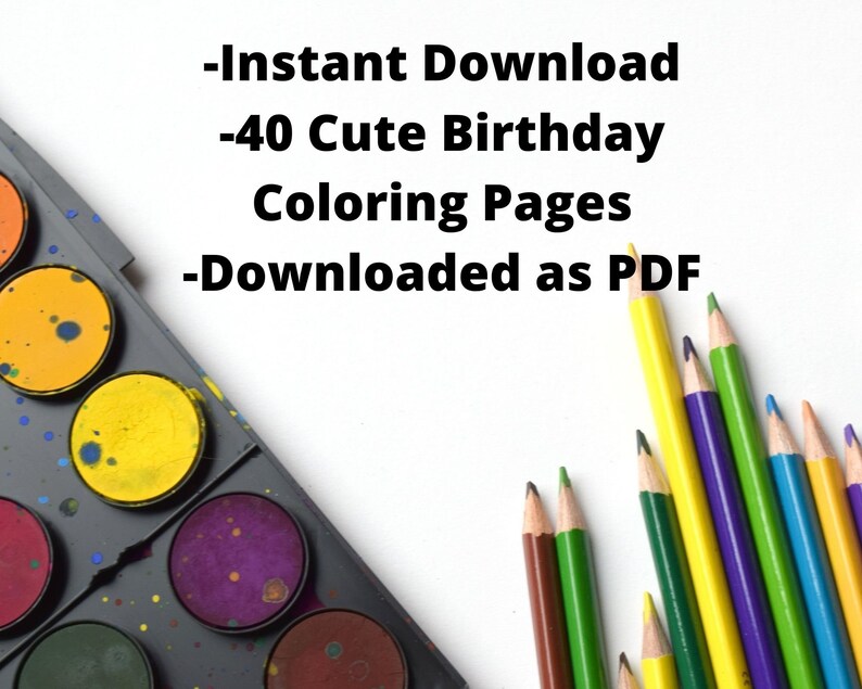 40 Cute Birthday Coloring Pages- Instant PDF Download - Etsy