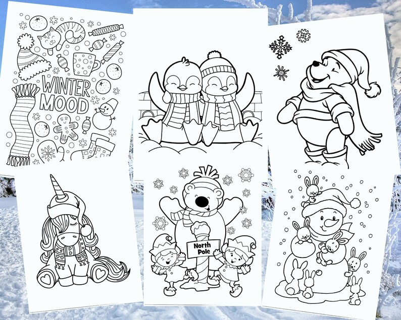 55 Festive Winter Coloring Pages Instant Download - Etsy Canada